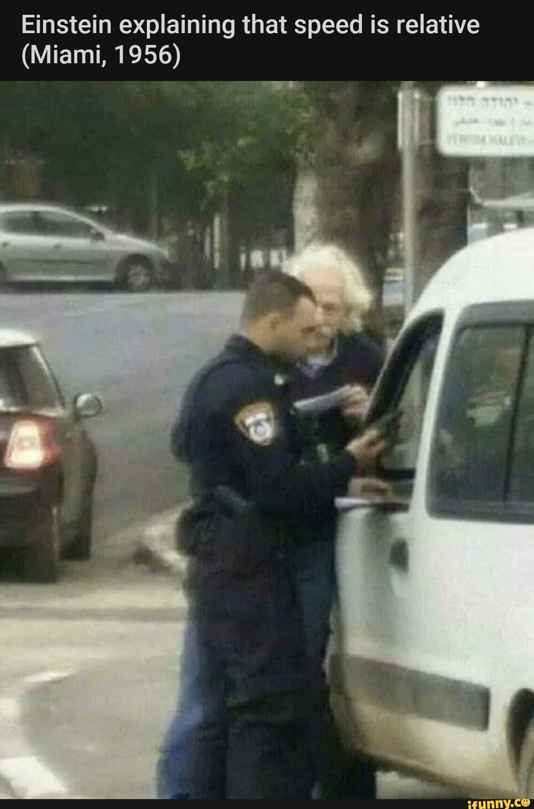 Einstein explaining that speed is relative (Miami, 1956) - iFunny