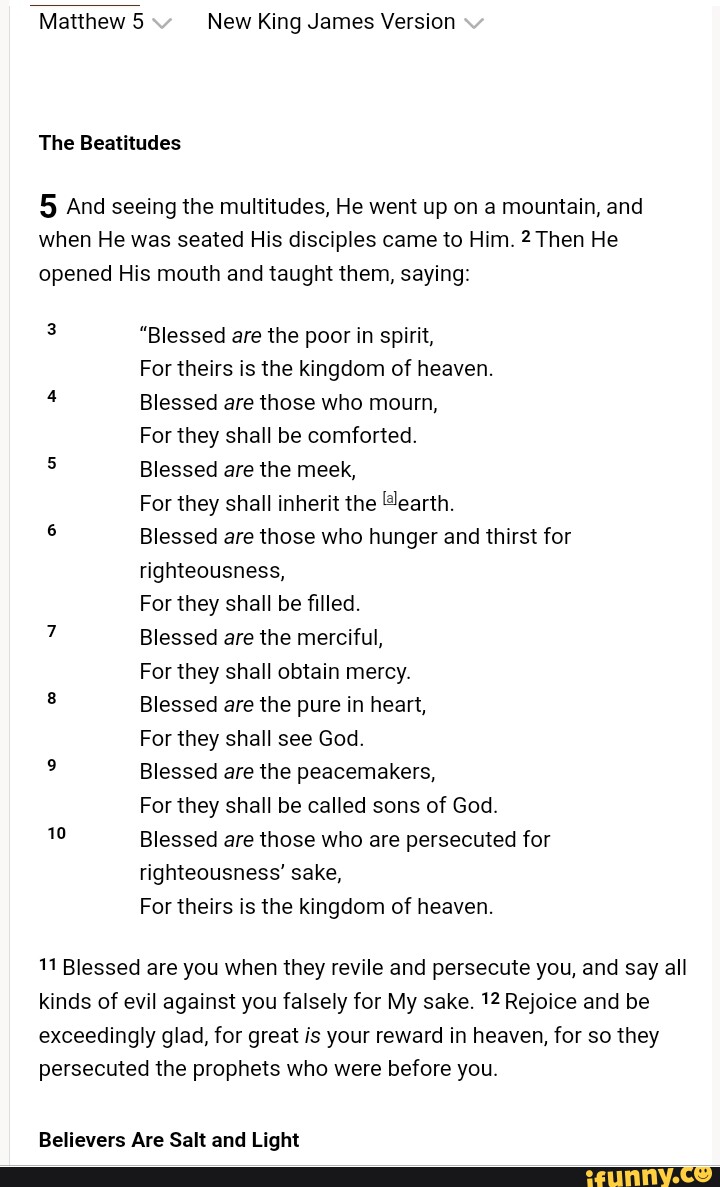 Matthew New King James Version The Beatitudes And seeing the multitudes ...