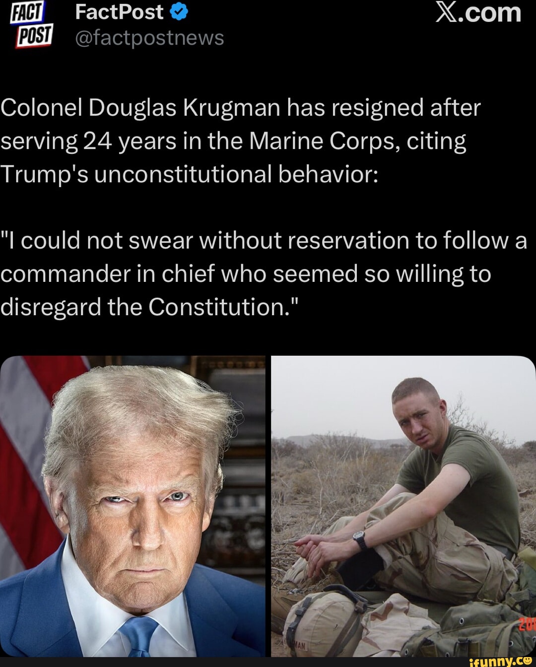 Colonel Douglas Krugman has resigned after serving 24 years in the ...