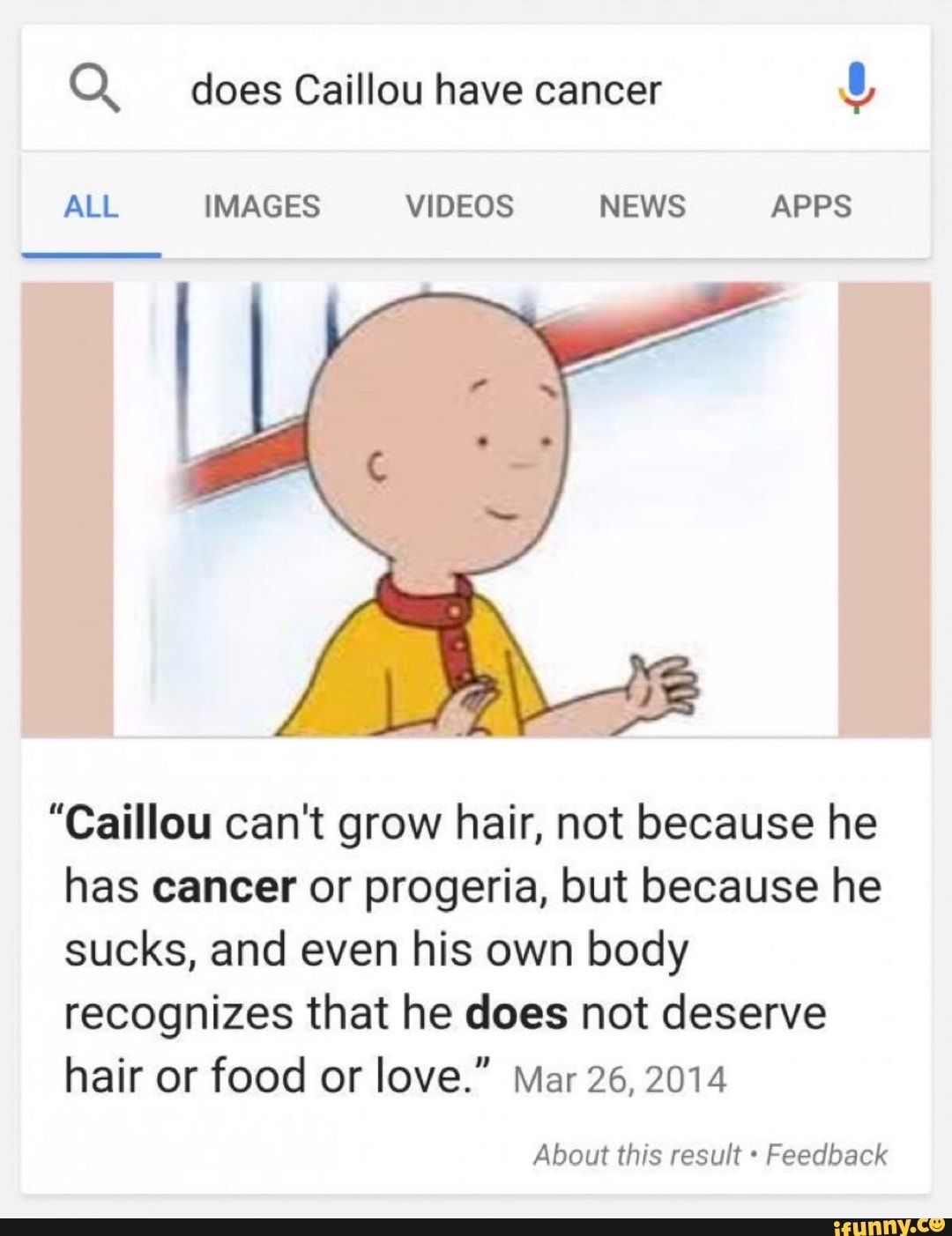 Q. does Caillou have cancer ALL IMAGES VIDEOS NEWS APPS "Caillou can't ...