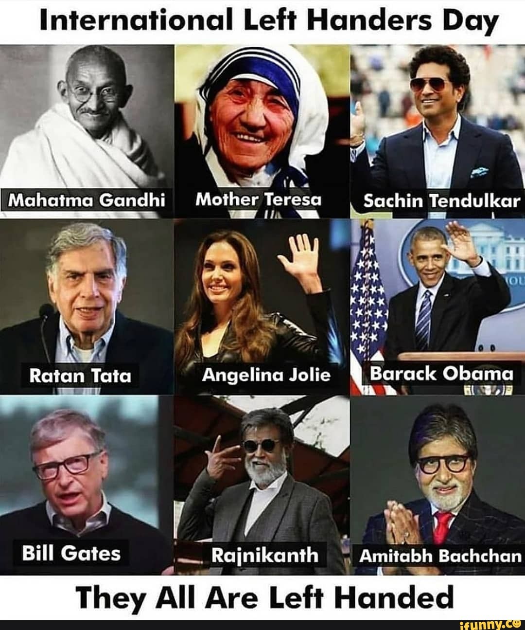 International Left Handers Day Mother Teresa Mahatma Gandhi Ratan Tata ...
