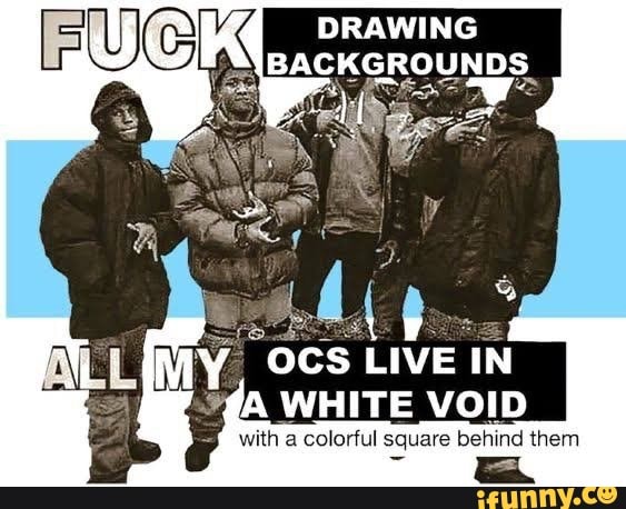 DRAWING "BACKGROUNDS OCS LIVE IN WHITE VOID with a colorful square ...