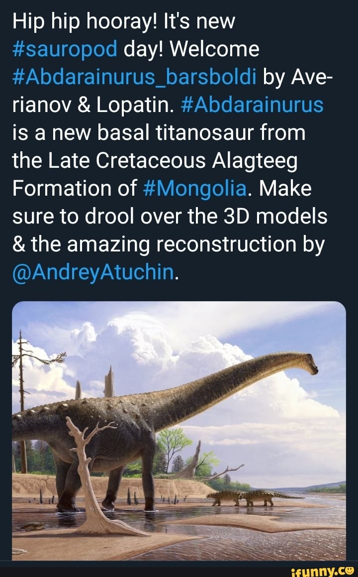 Hip hip hooray! It's new #sauropod day! Welcome #Abdarainurus_barsboldi ...