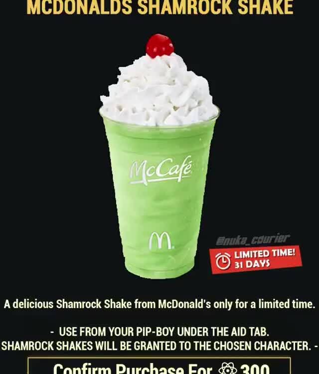 A delicious Shamrock Shake from McDonald's only for a limited time. USE ...