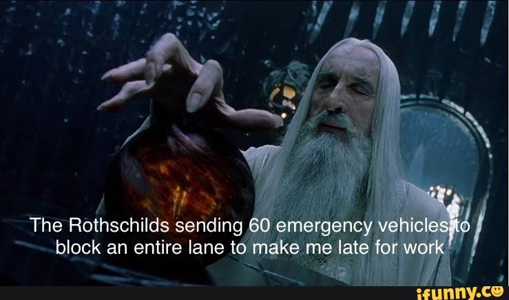 The Rothschilds sendi ing 60 emergency vehicles block an entire lane to ...