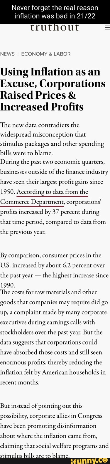 Never forget the real reason inflation was bad in truthout NEWS I ...