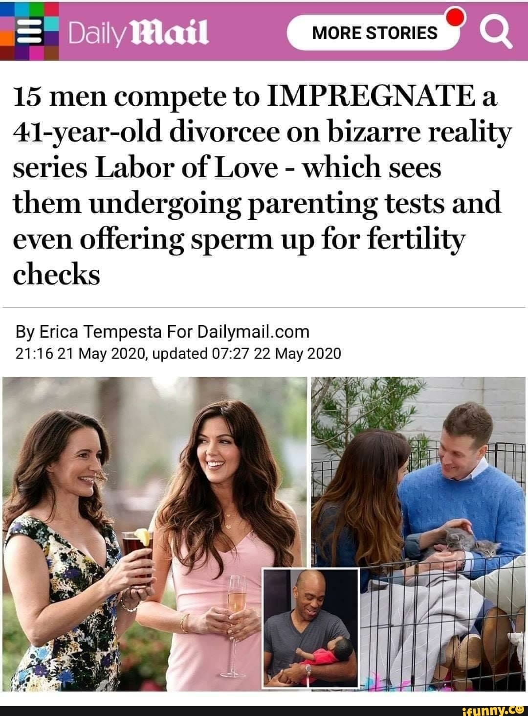 15 men compete to IMPREGNATE a 41-year-old divorcee on bizarre reality ...