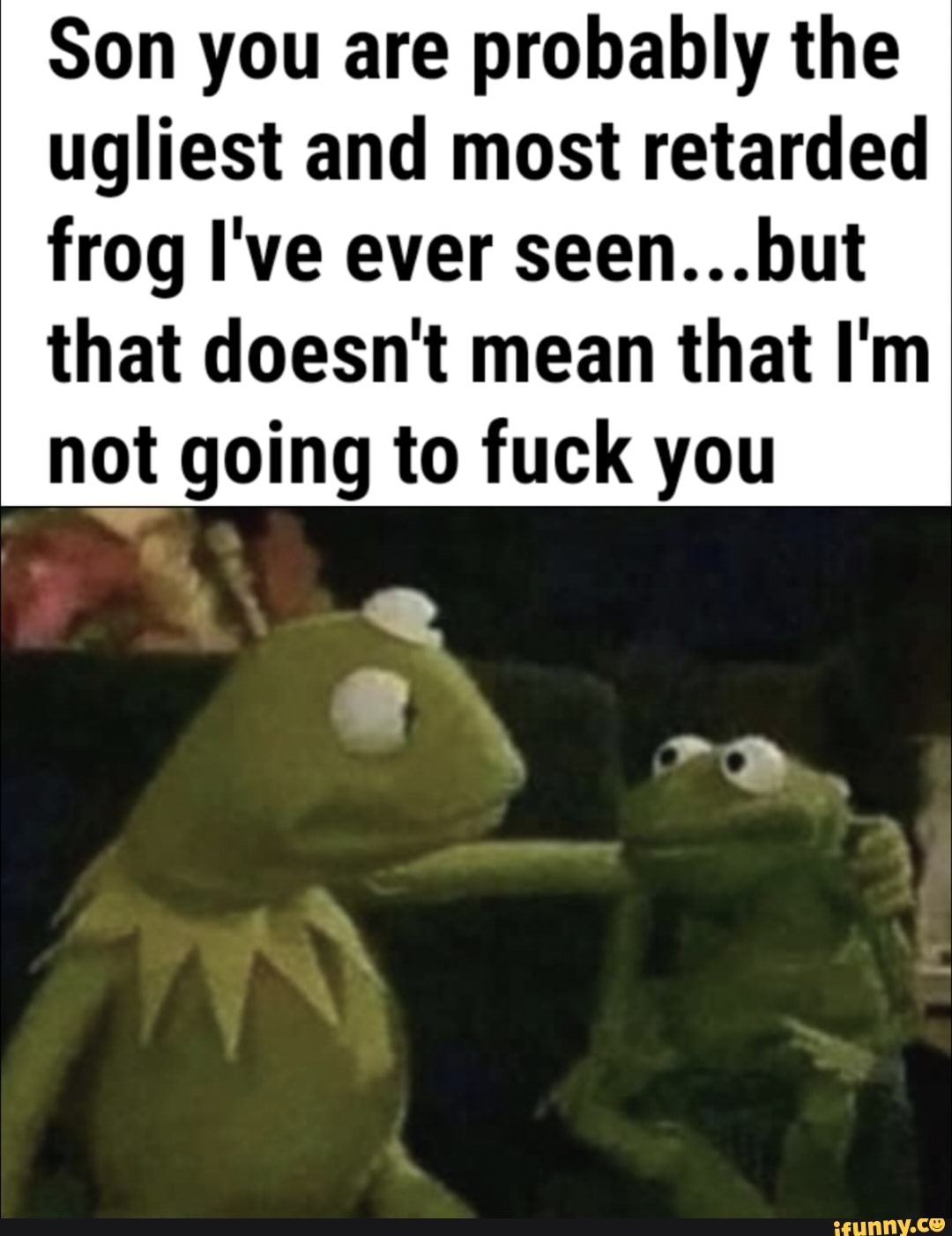 Son you are probably the ugliest and most retarded frog I've ever seen ...