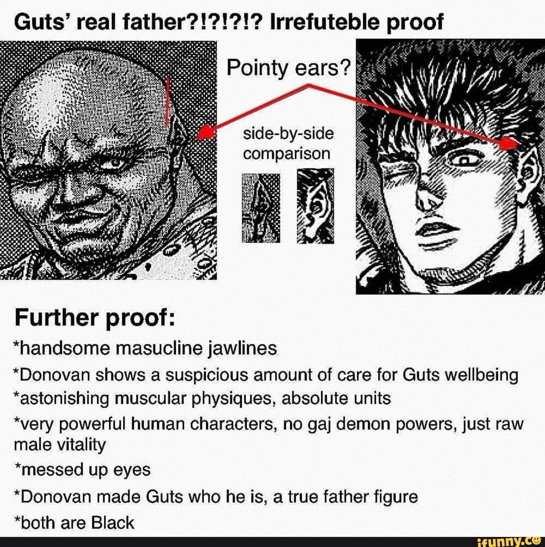 Guts' real father?!?!?!? Irrefuteble proof side-by-side comparison ...
