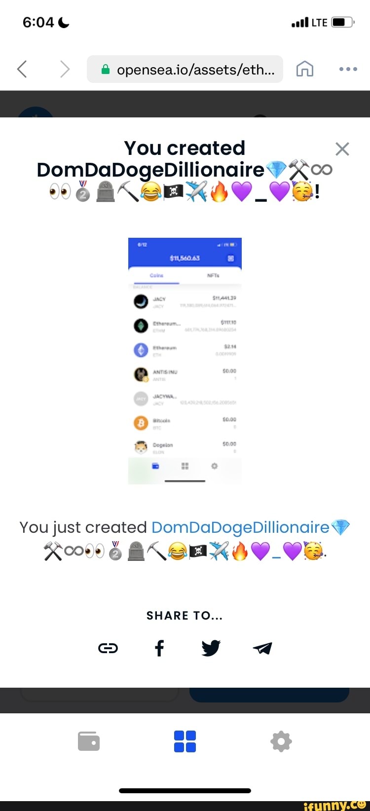 You created DomDaDogebDillionaires" co 6 20 my You just created ...