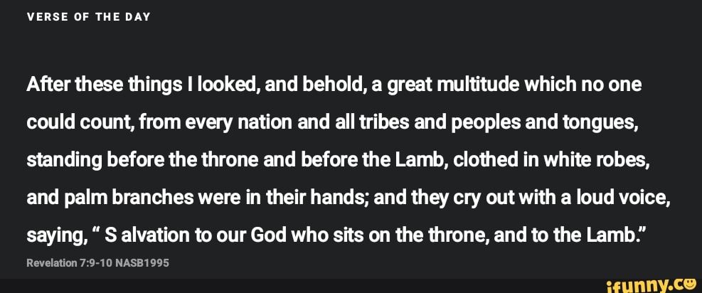 VERSE OF THE DAY After these things I looked, and behold, a great ...