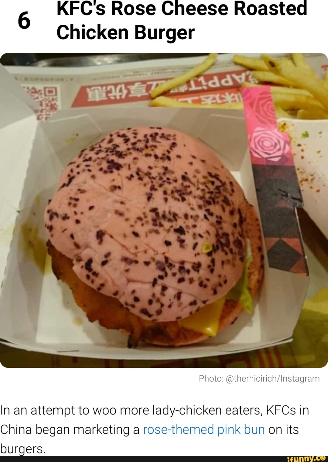 6 KFC Rose Cheese Roastea Chicken Burger Photo: therbicmieh Instagram ...
