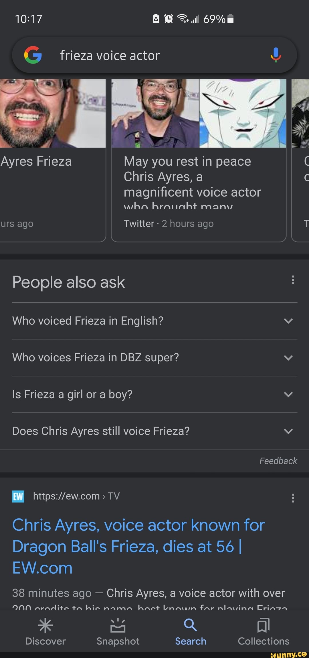 69% frieza voice actor Ayres Frieza May you rest in peace Chris Ayres ...