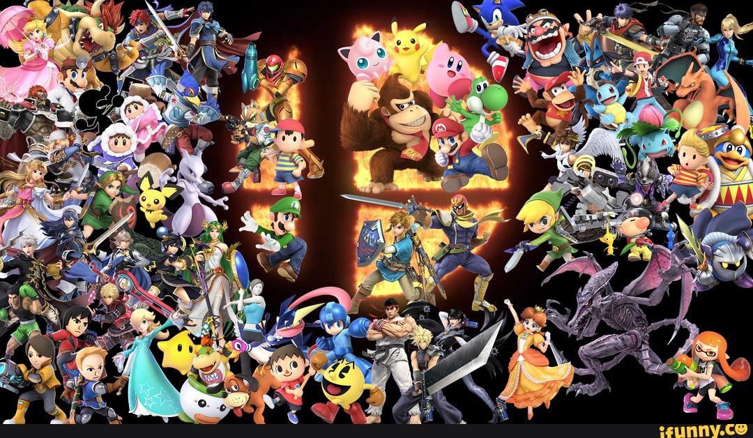A wallpaper I made with every announced character (so far) in Super ...