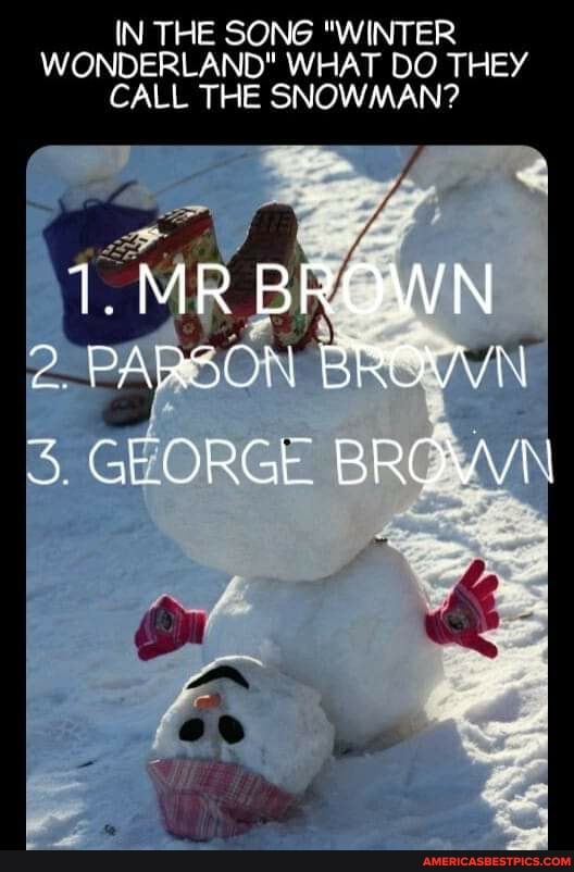 IN THE SONG "WINTER WONDERLAND" WHAT DO THEY CALL THE SNOWMAN? MR BROWN ...