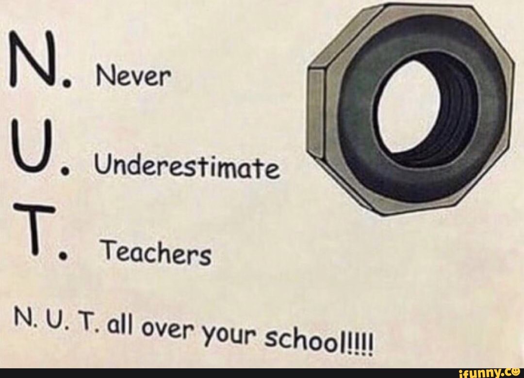 Never Underestimate LI Teachers N. U. T. all over your schoollill - iFunny