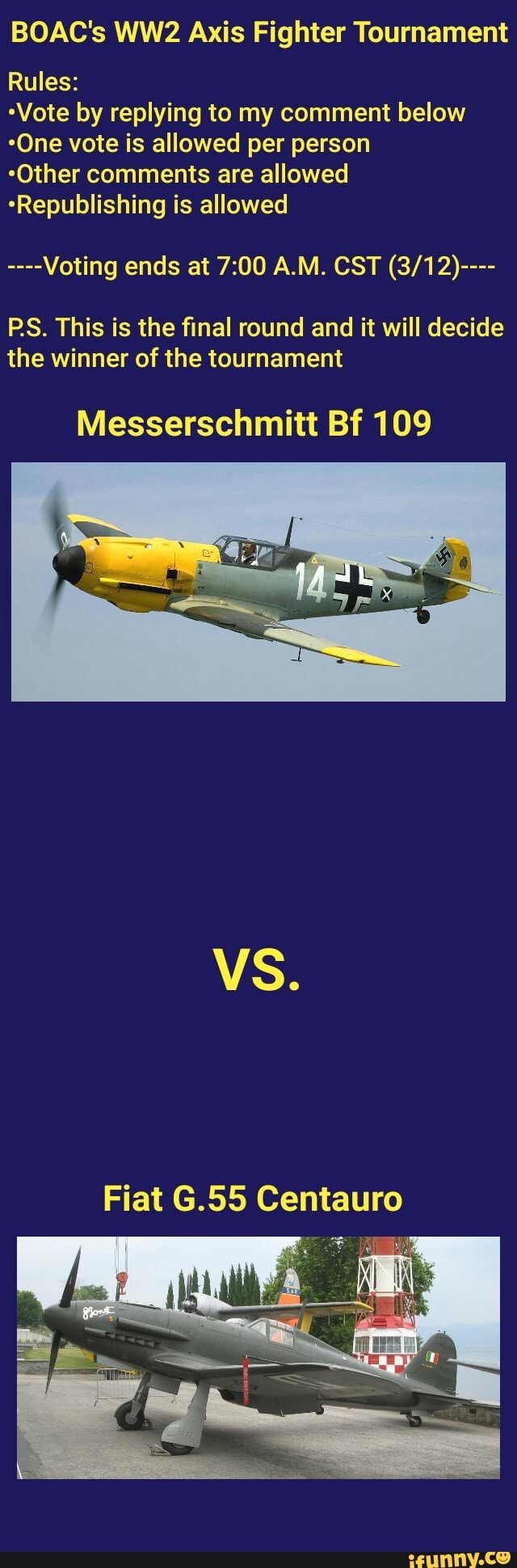 BOAC's WW2 Axis Fighter Tournament Rules: -Vote by replying to my ...