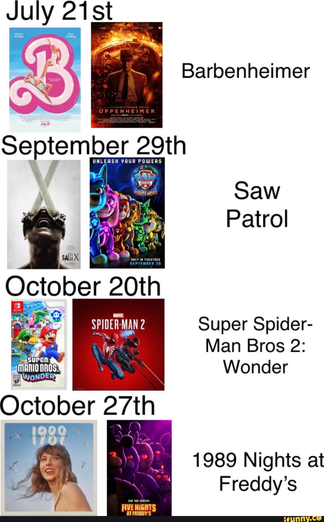 July Se 29th Barbenheimer Saw Patrol Super Spider- Man Bros 2: Wonder ...