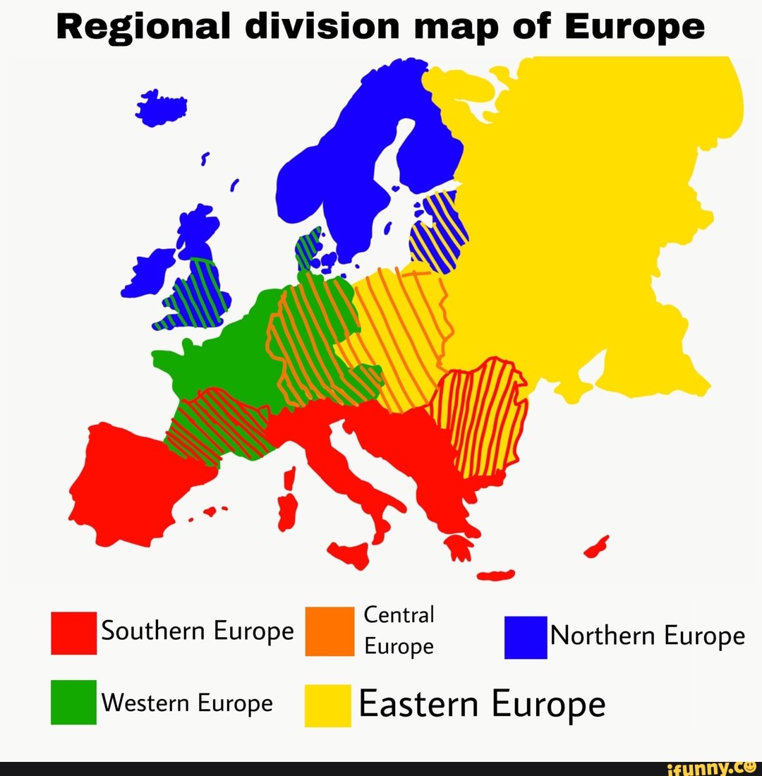 Regional division map of Europe Central Europe southern Europe Northern ...