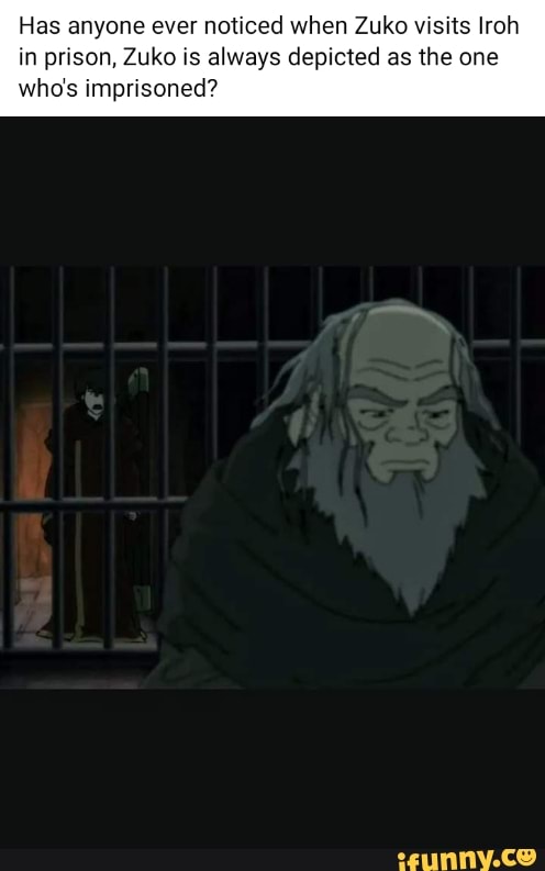 Has anyone ever noticed when Zuko visits Iroh in prison, Zuko is always ...