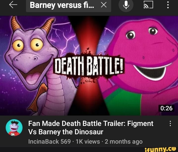 Barney versus fi.. X Fan Made Death Battle Trailer: Figment Vs Barney ...