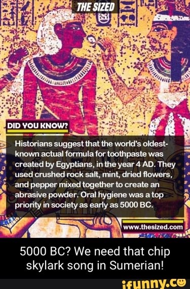 DID YOU KNOW? Historians suggest that the world's oldest- known actual ...