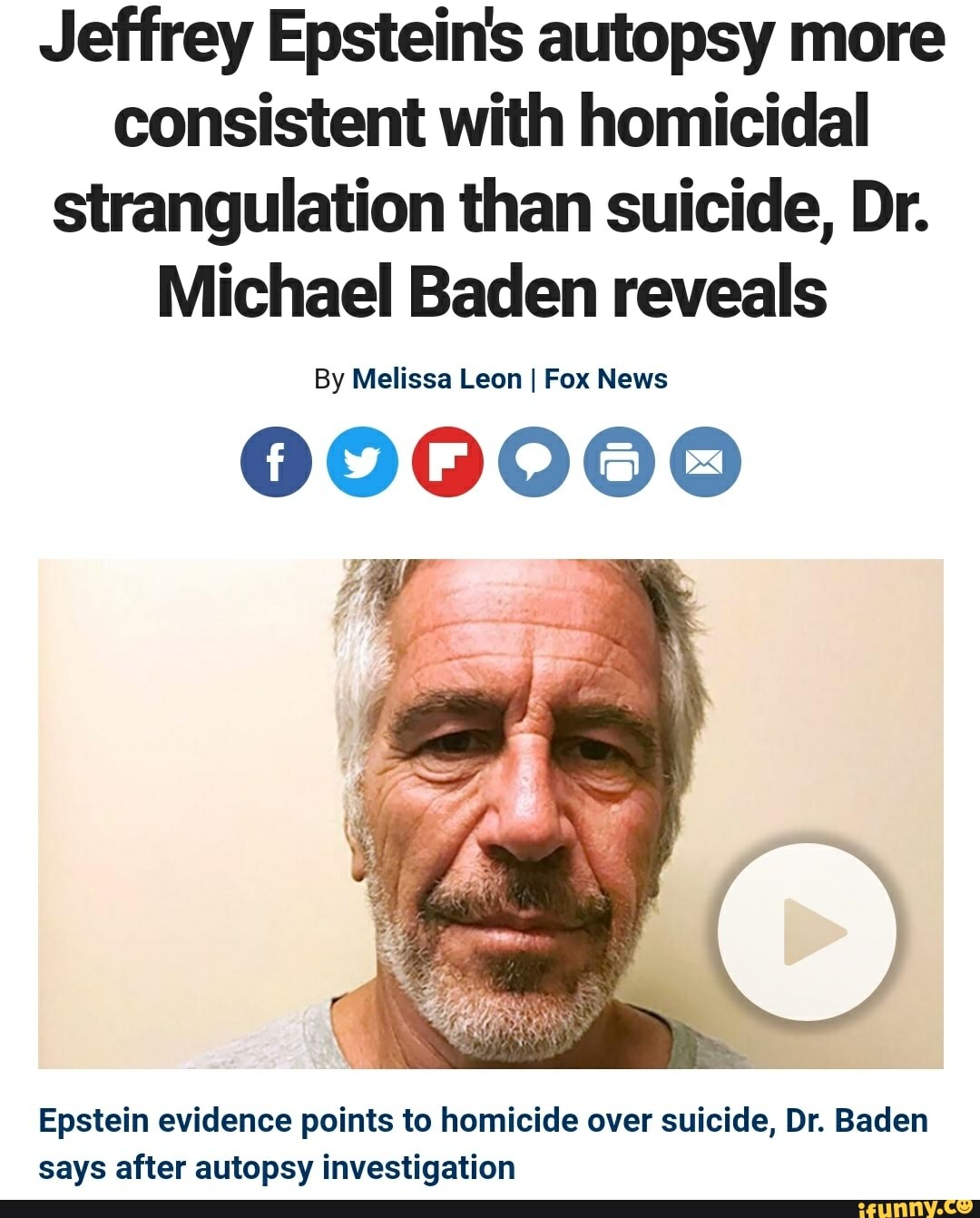 Jeffrey Epstein's autopsy more consistent with homicidal strangulation ...