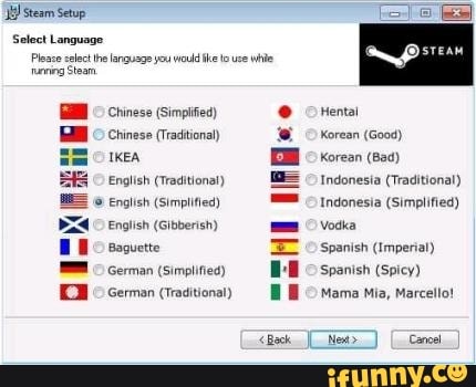 Steam Setup Select Language Place running Steam, Chinese (Simplified ...