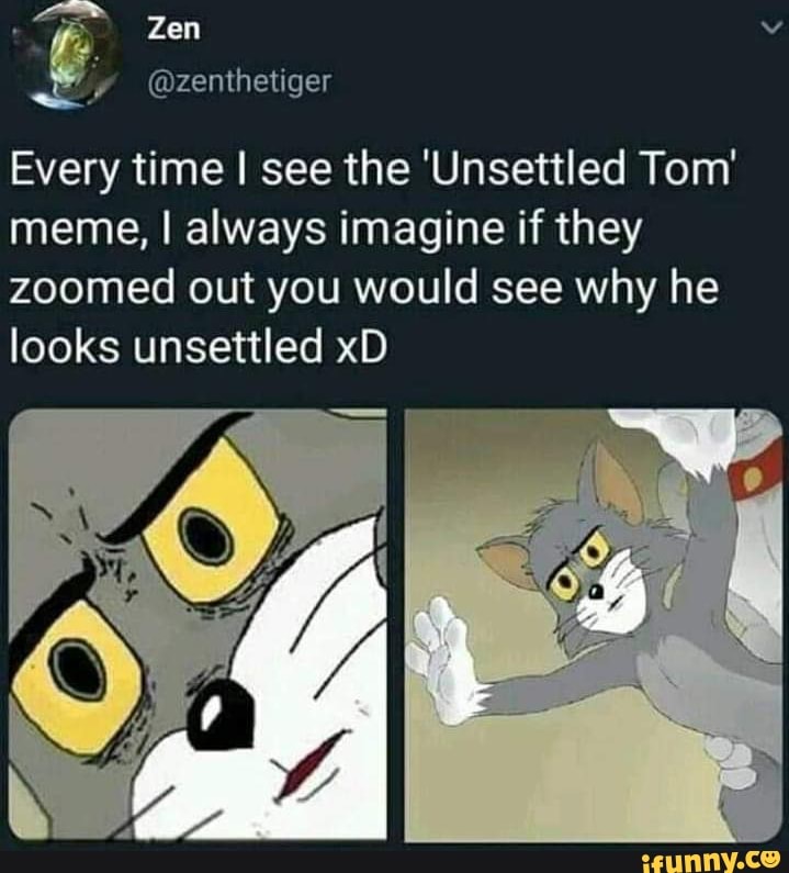 Every time I see the 'Unsettled Tom' meme, I always imagine if they ...