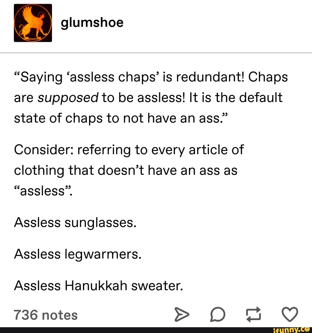 Assless_chaps memes. Best Collection of funny Assless_chaps pictures on ...