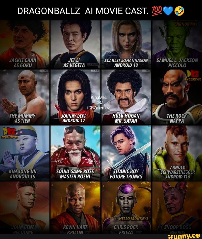 DRAGONBALLZ Al MOVIE CAST. 2@@ JACKIE cHAN) JETLI SCARLET JOHANNASON ...