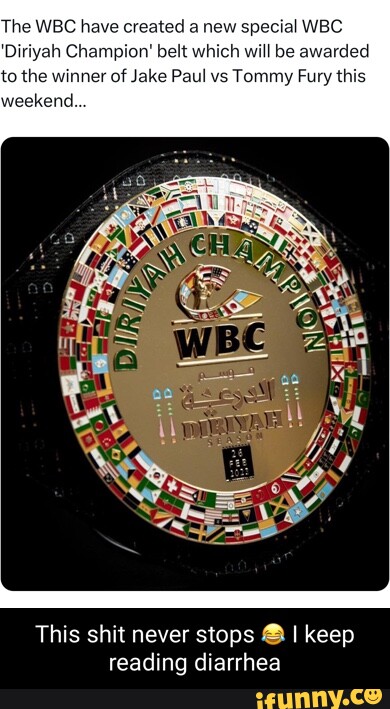 The WBC have created a new special WBC ''Diriyah Champion' belt which ...