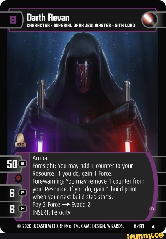 Darth Revan CHARACTER - IMPERIAL DARK JEDI MASTER - SITH LORD Armor 50 ...