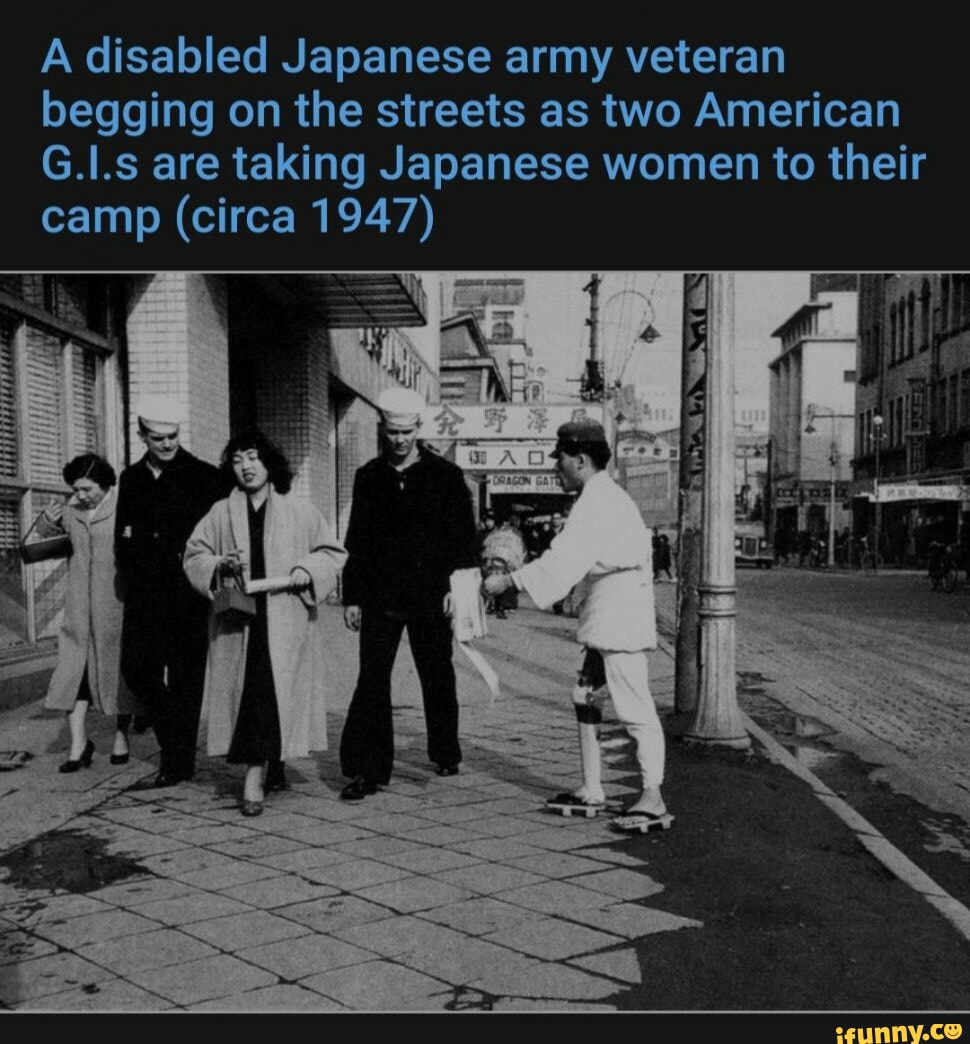A disabled Japanese army veteran begging on the streets as two American ...