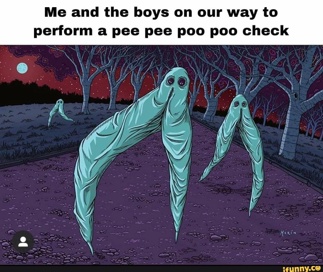 Me and the boys on our way to perform a pee pee poo poo check - iFunny