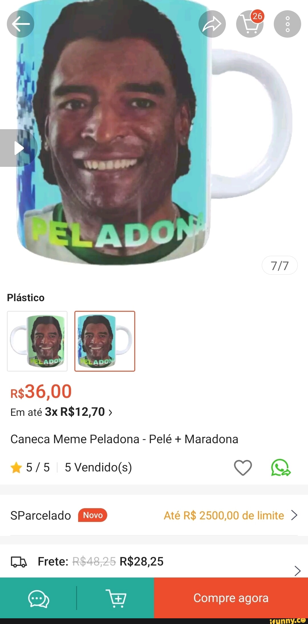 Plástico Em até Caneca Meme Peladona - Pelé + Maradona SParcelado Até R ...