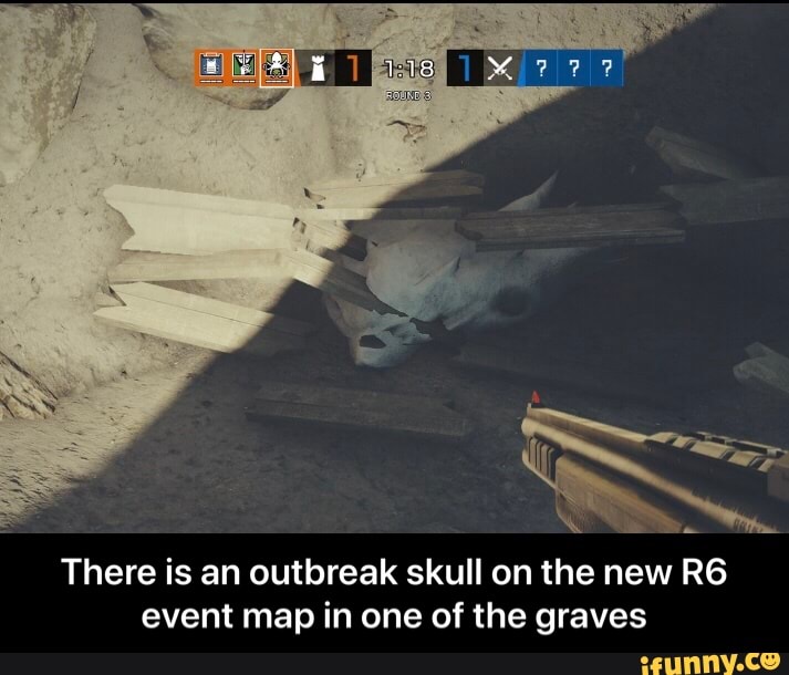 There is an outbreak skull on the new R6 event map in one of the graves ...