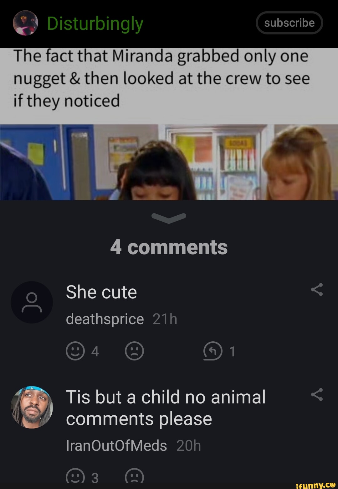 Disturbingly subscribe he fact that Miranda grabbed only one nugget ...