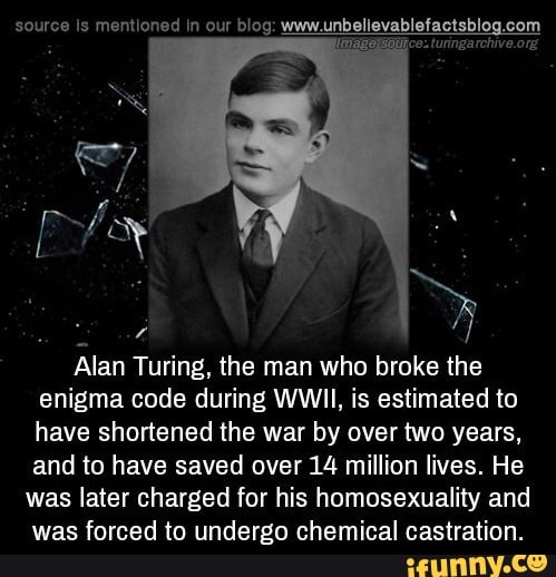 Alan Turing, the man who broke the enigma code during WWII, is ...