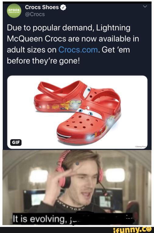 Due to popular demand, Lightning McQueen Crocs are now available in ...