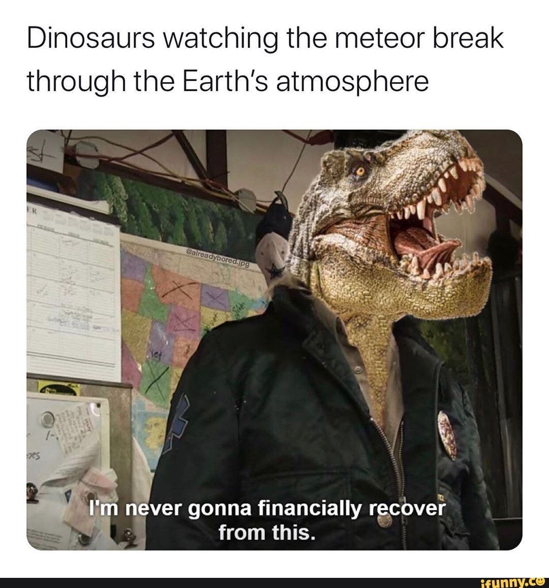 Dinosaurs watching the meteor break through the Earth's atmosphere a ...