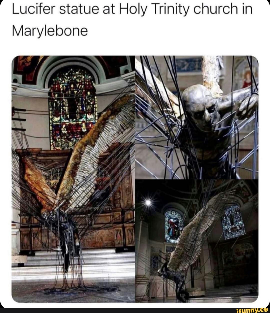 Lucifer statue at Holy Trinity church in Marylebone - iFunny