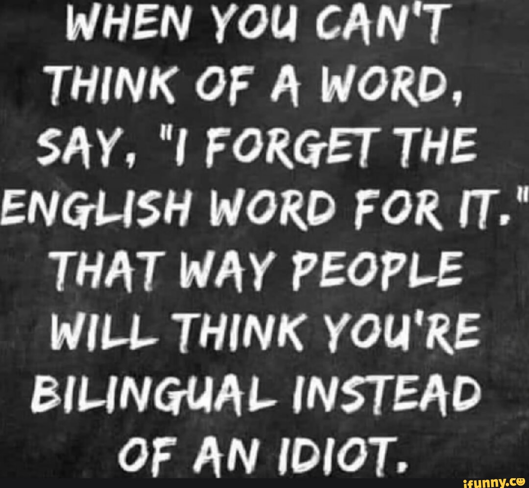 WHEN YOU CANT THINK OF A WORD, SAY, FORGET THE ENGLISH WORD FOR IT ...