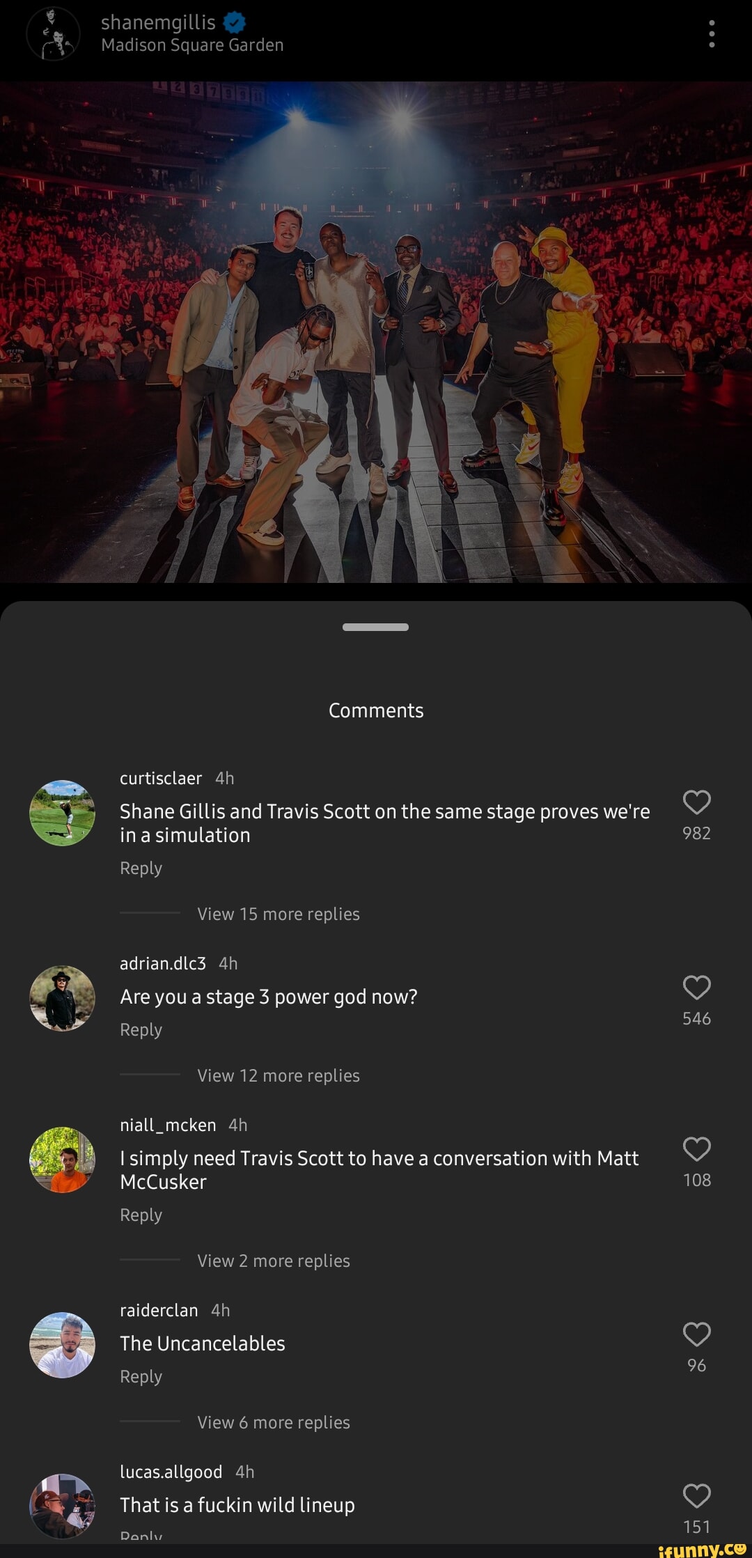 Shanemgillis Madison Square Garden Comments curtisclaer Shane Gillis ...