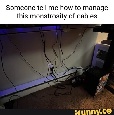 Someone tell me how to manage this monstrosity of cables - iFunny