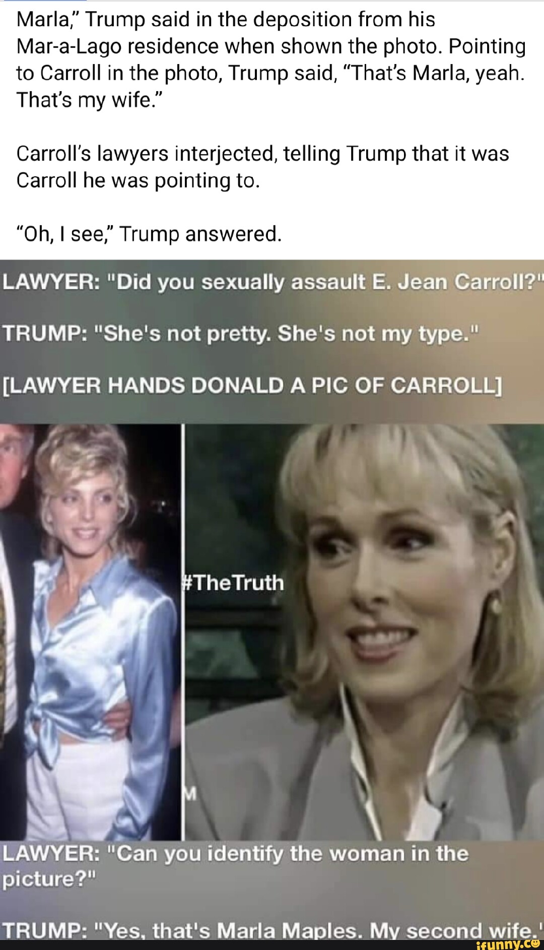 Marla," Trump said in the deposition from his Mar-a-Lago residence when ...