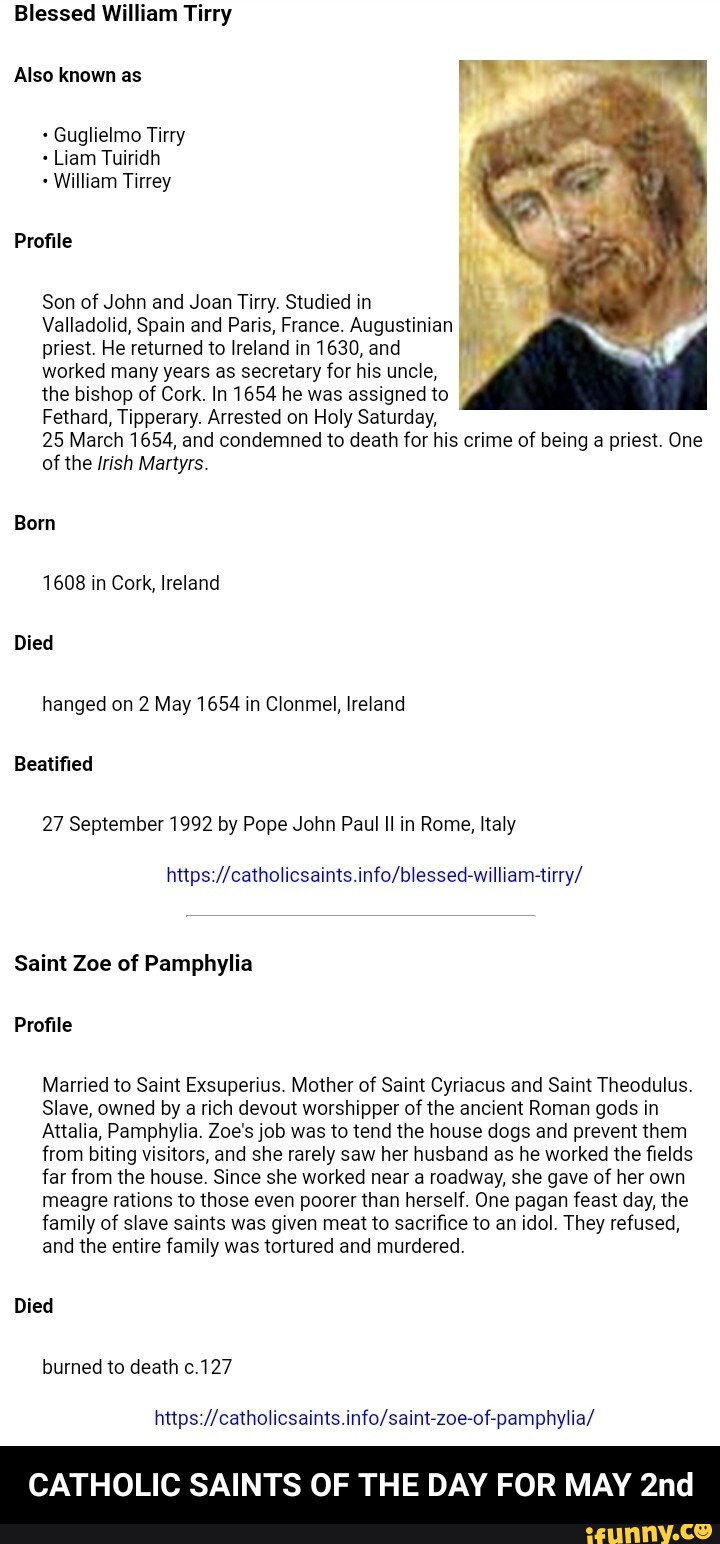 Blessed William Tirry Also known as Guglielmo Tirry Liam Tuiridh ...