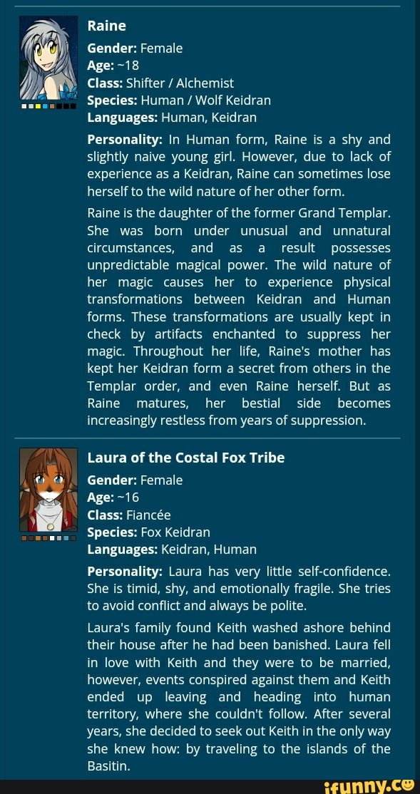 SS Raine Gender: Female Age: ~18 Class: Shifter / Alchemist Species ...