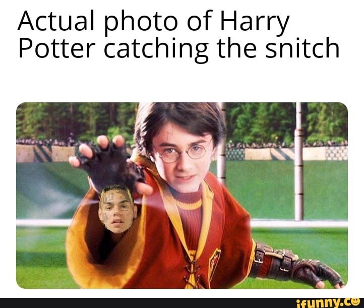 Actual photo of Harry Potter catching the snitch - iFunny