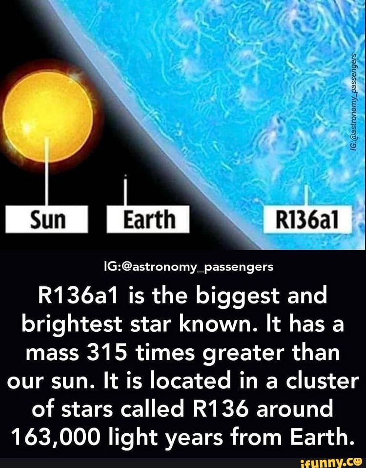 Sun R136al @astronomy_passengers R136a1 is the biggest and brightest ...